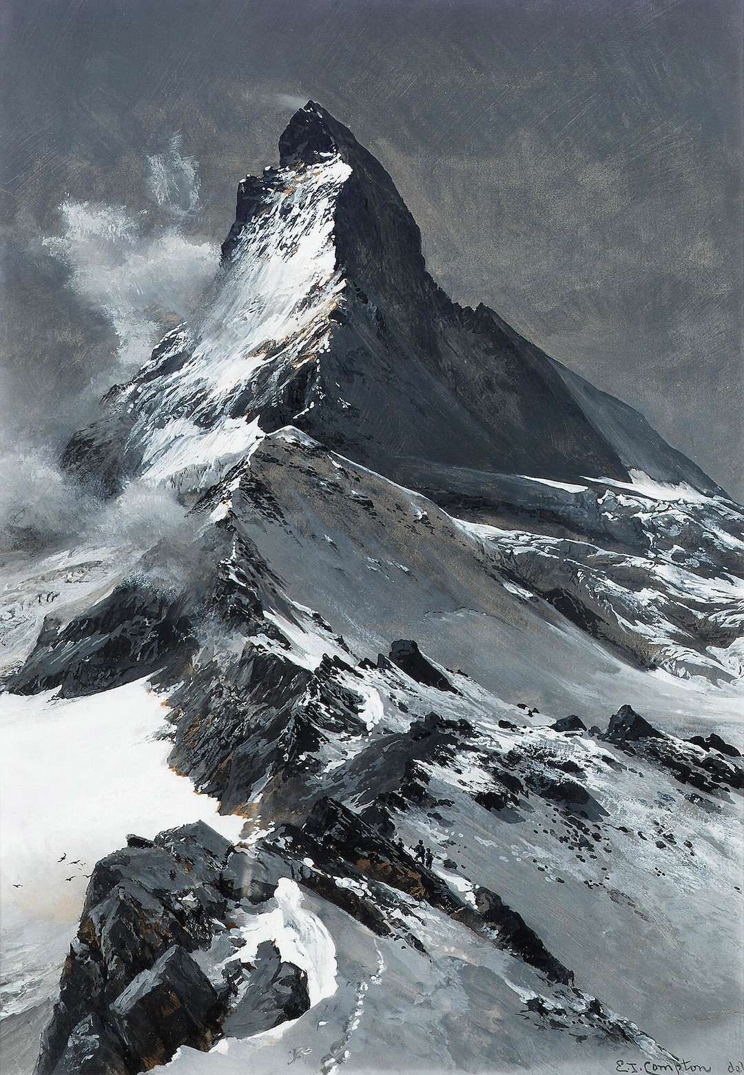 The Matterhorn - 1907 Alpine Watercolor Painting - Toni Haller ...