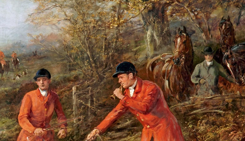 The Hunters and the Hounds - Victorian Fox Hunt Painting by Heywood ...