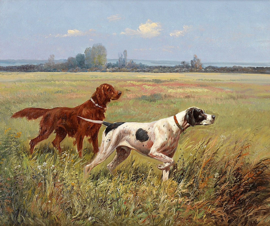 On the Scent - Victorian Hunting Dogs Oil Painting - Pointer and Setter ...
