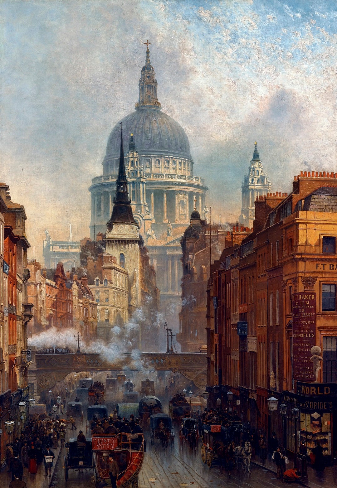 Ludgate Hill & St. Paul's Cathedral, London, England 1887 Painting ...