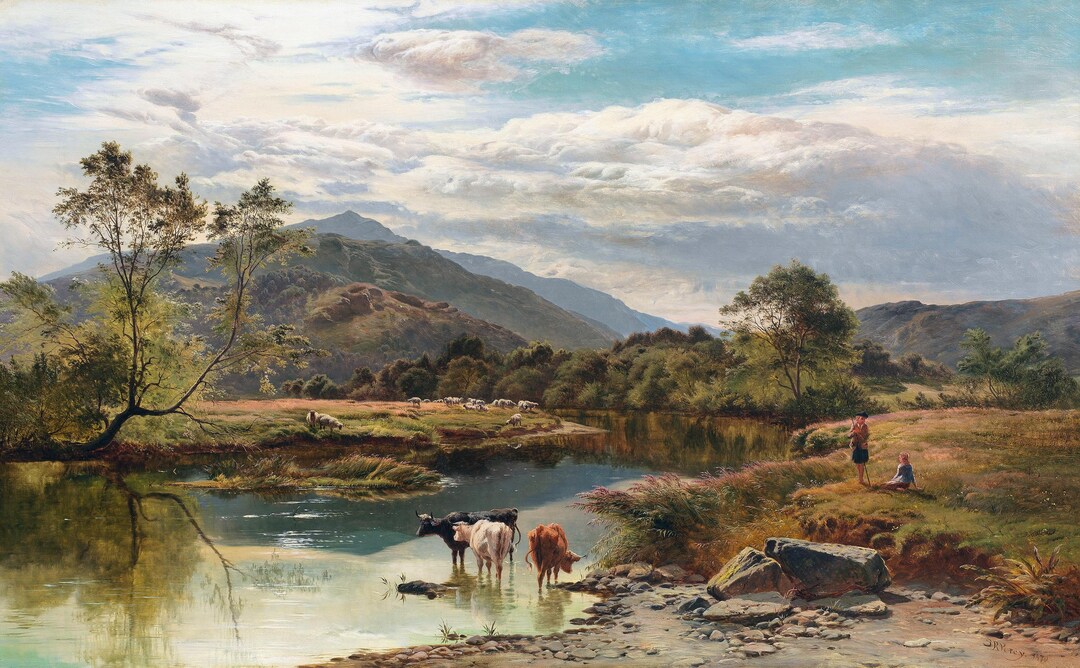 River Landscape - Victorian Painting - Sidney Richard Percy - Digital ...