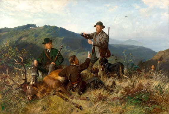 A Successful Hunt Mid-1800s Hunting Painting Carl - Etsy