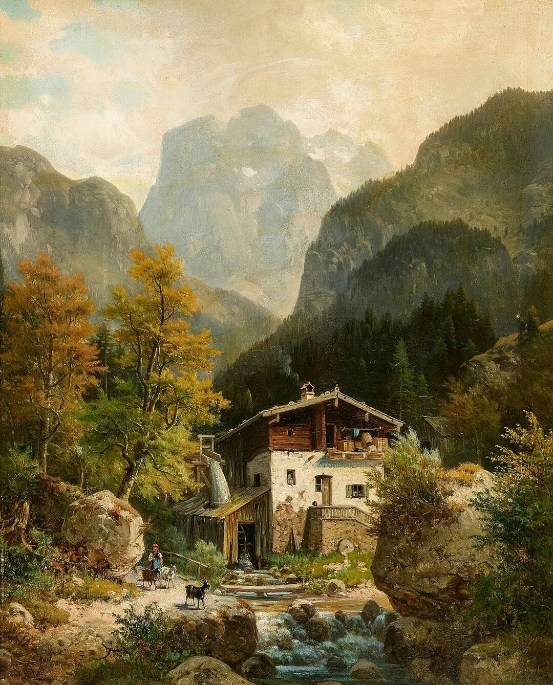 A Tyrolean Chalet 1800s Painting by Ludwig Sckell - Digital Download ...