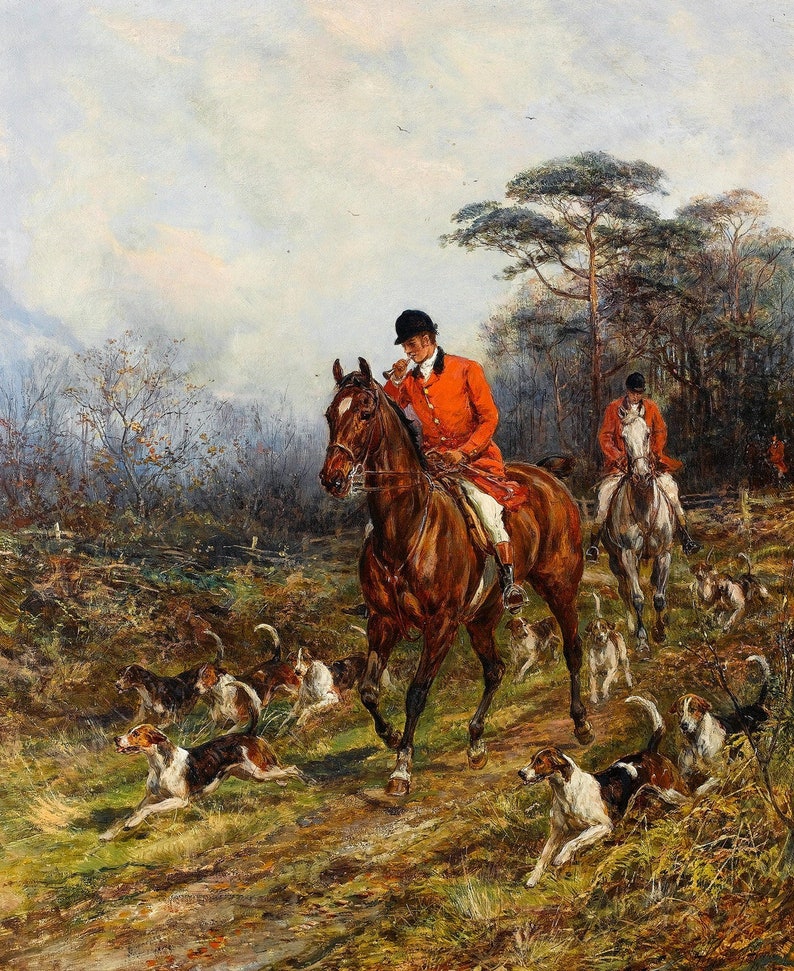 Horses and Hounds 1906 Turn of the Century Fox Hunt Painting - "drawn ...