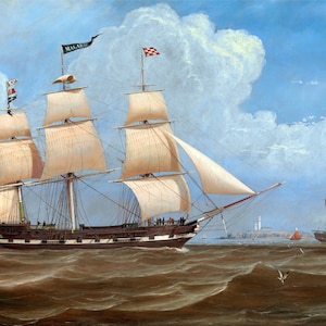 The English Merchant Ship "malabar" ( 1836 ) - 19th Century Nautical ...