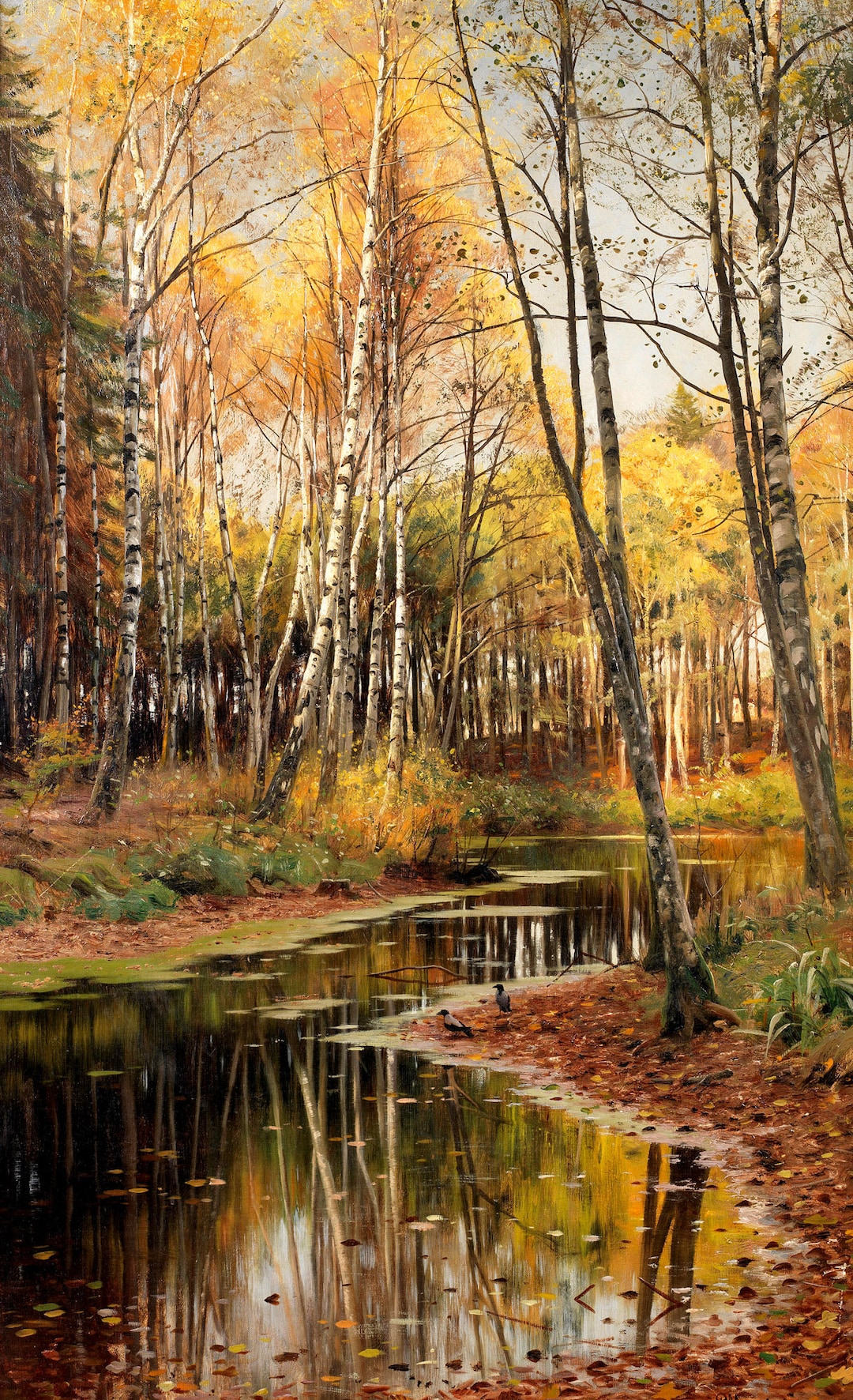 Autumn in the Birchwood 1903 Danish Fall Landscape Painting Digital ...