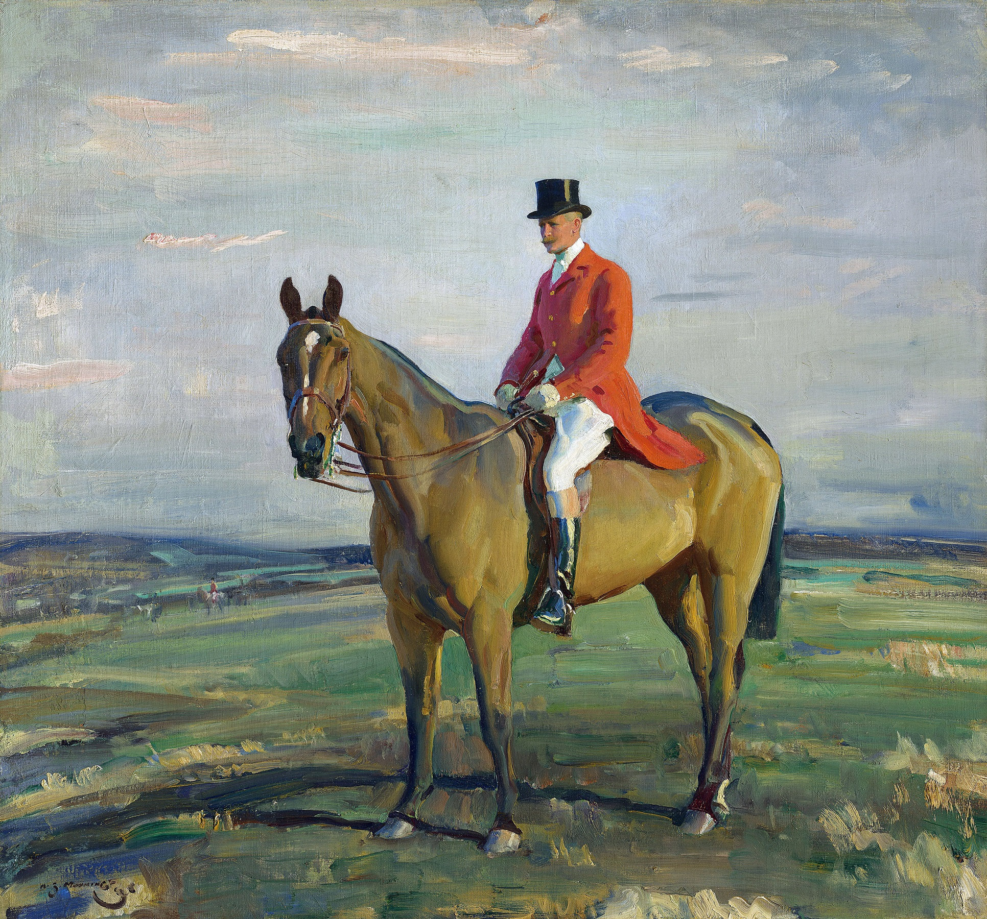 The Hunter on the Hunter - 1930s Fox Hunting Painting - Sir Alfred ...