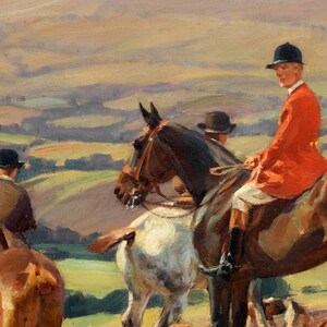 Huntsmen and Hounds on a Heather Moor - Fox Hunting Painting - Harold ...