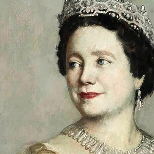 Her Majesty Queen Elizabeth - Vintage Queen Mother Oil Painting ...