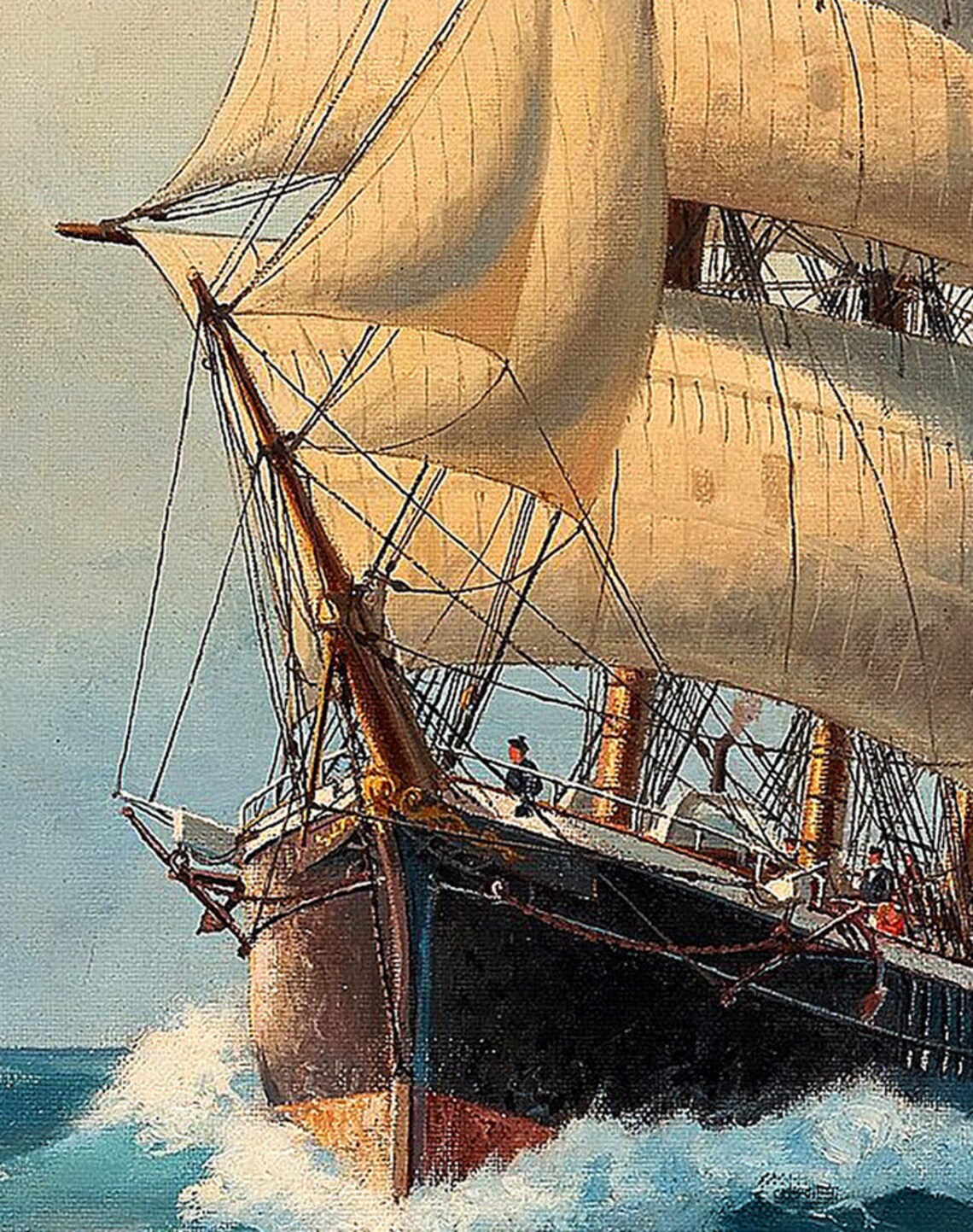 A Swedish Barque off the Coast of Visby - Vintage Nautical Ship ...