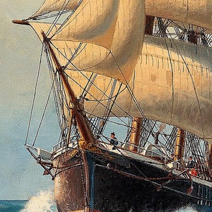 A Swedish Barque off the Coast of Visby - Vintage Nautical Ship ...