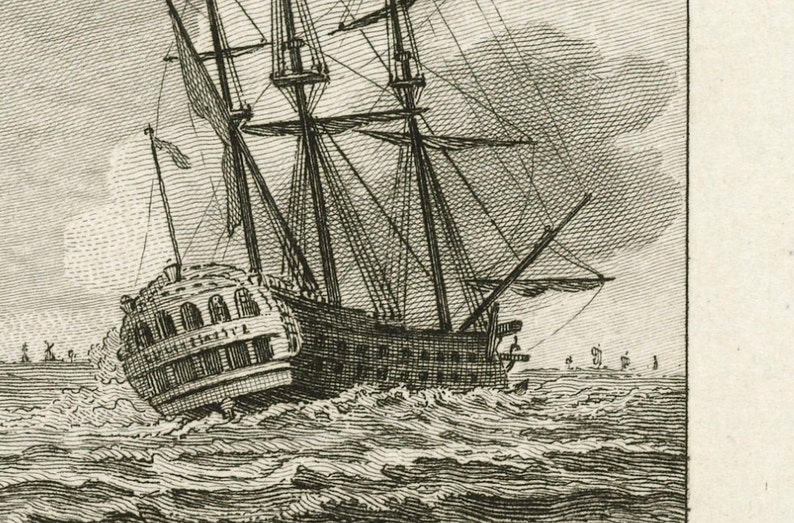Vintage 1781 Sailing Ship Dutch Etching Print Digital Download | Etsy