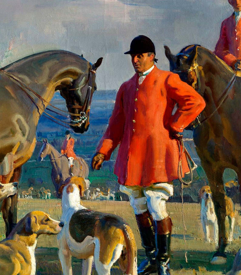 The Master of the Foxhounds - 1920s Fox Hunting Painting - Sir Alfred ...