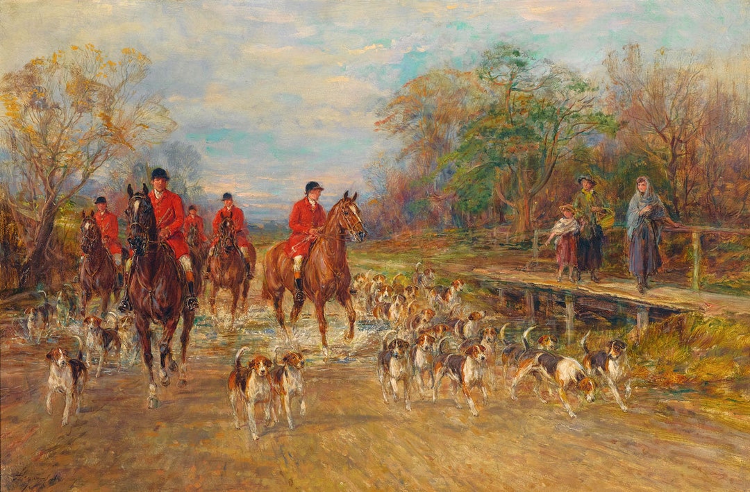 Setting Out for the Hunt C1880s Victorian Fox Hunt Painting - Heywood ...