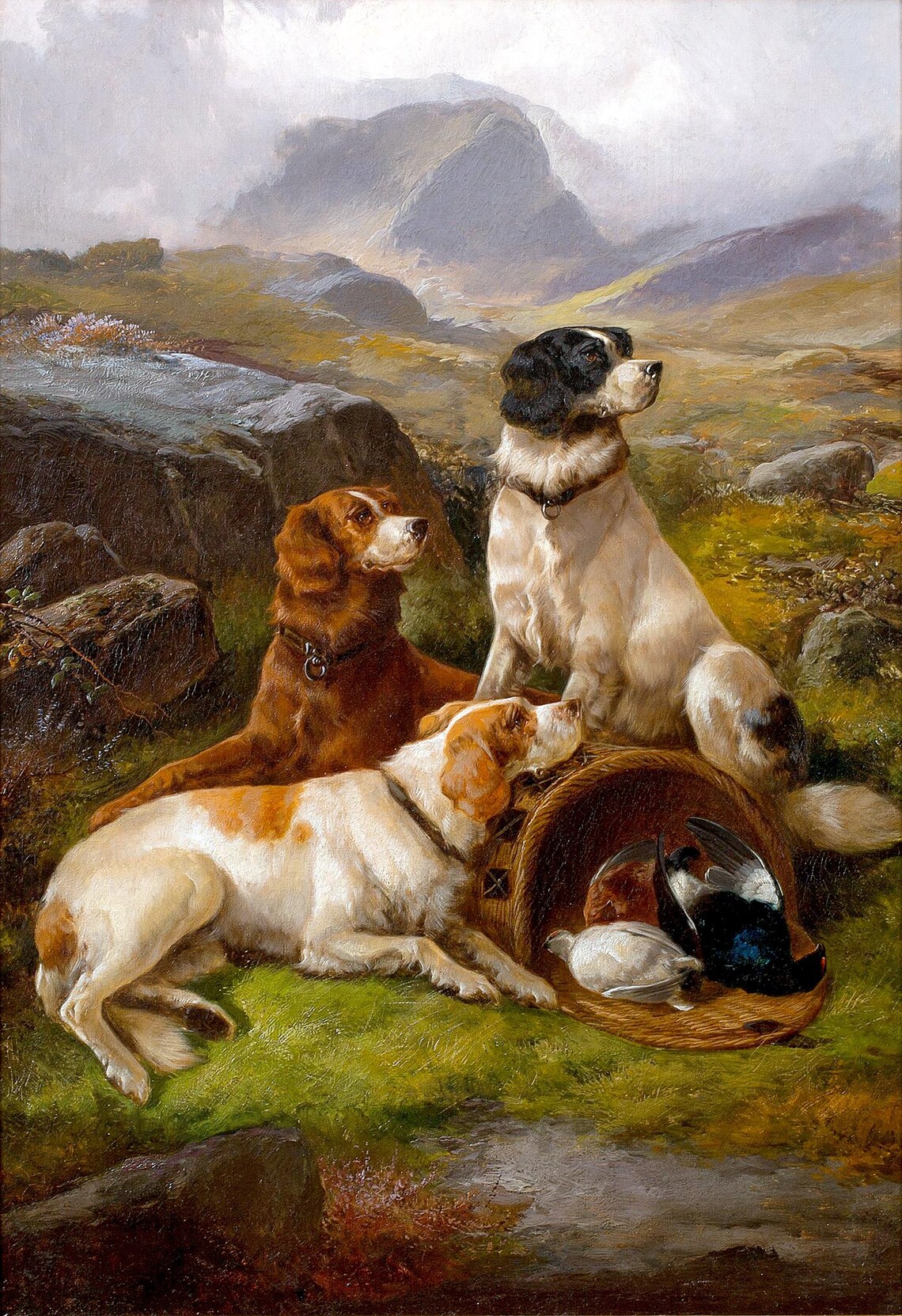 After the Hunt- Victorian Hunting Dogs Oil Painting - Arthur Davis ...