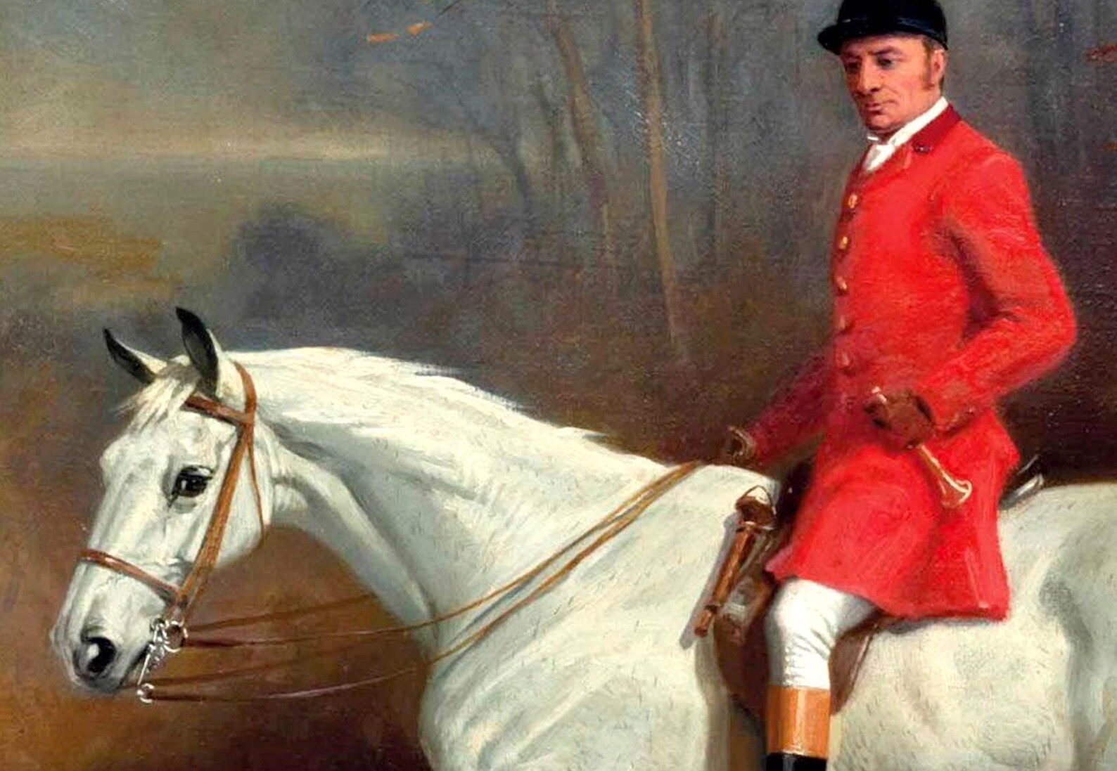 A Huntsman on a Grey Horse Victorian Equestrian Painting - Digital ...