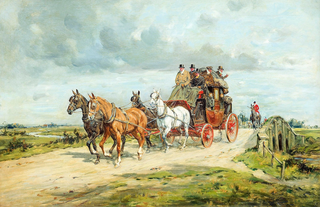 The London and Exeter Coach C1890s Victorian Stagecoach Painting ...