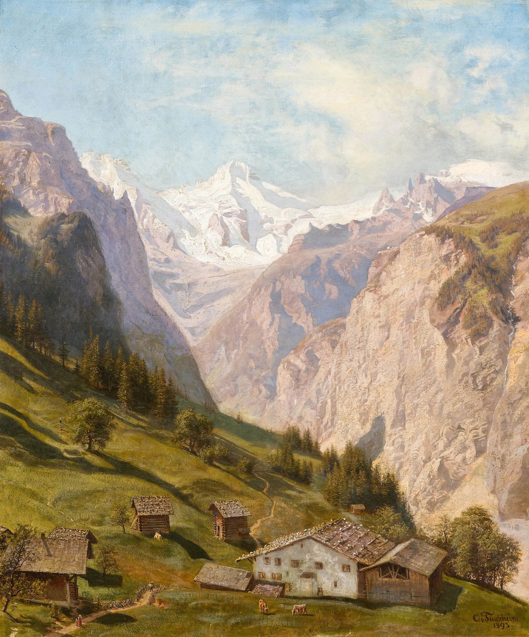 Swiss Alpine Painting - A View of Lauterbrunnen - 1892 - Otto De Turckheim - Digital Download ...