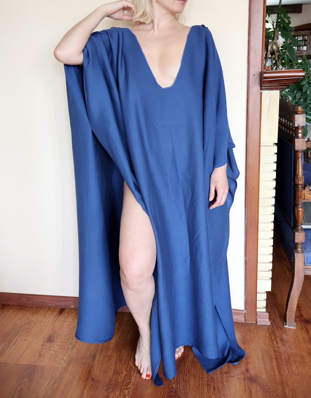 Maxi Caftan Dress Navy Color, Loose Fitting Women's Dress, Photoshoot ...