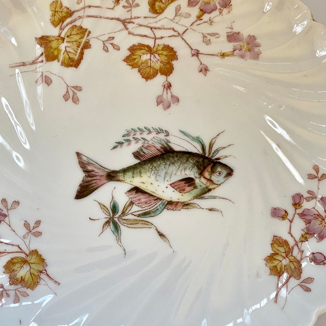 Antique Fish Plate Multicolored Porcelain Plate Antique | Etsy