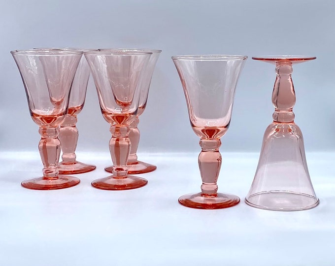Hand Blown Pink Glass Goblets Set of 6 or 4 Pink Wine - Etsy