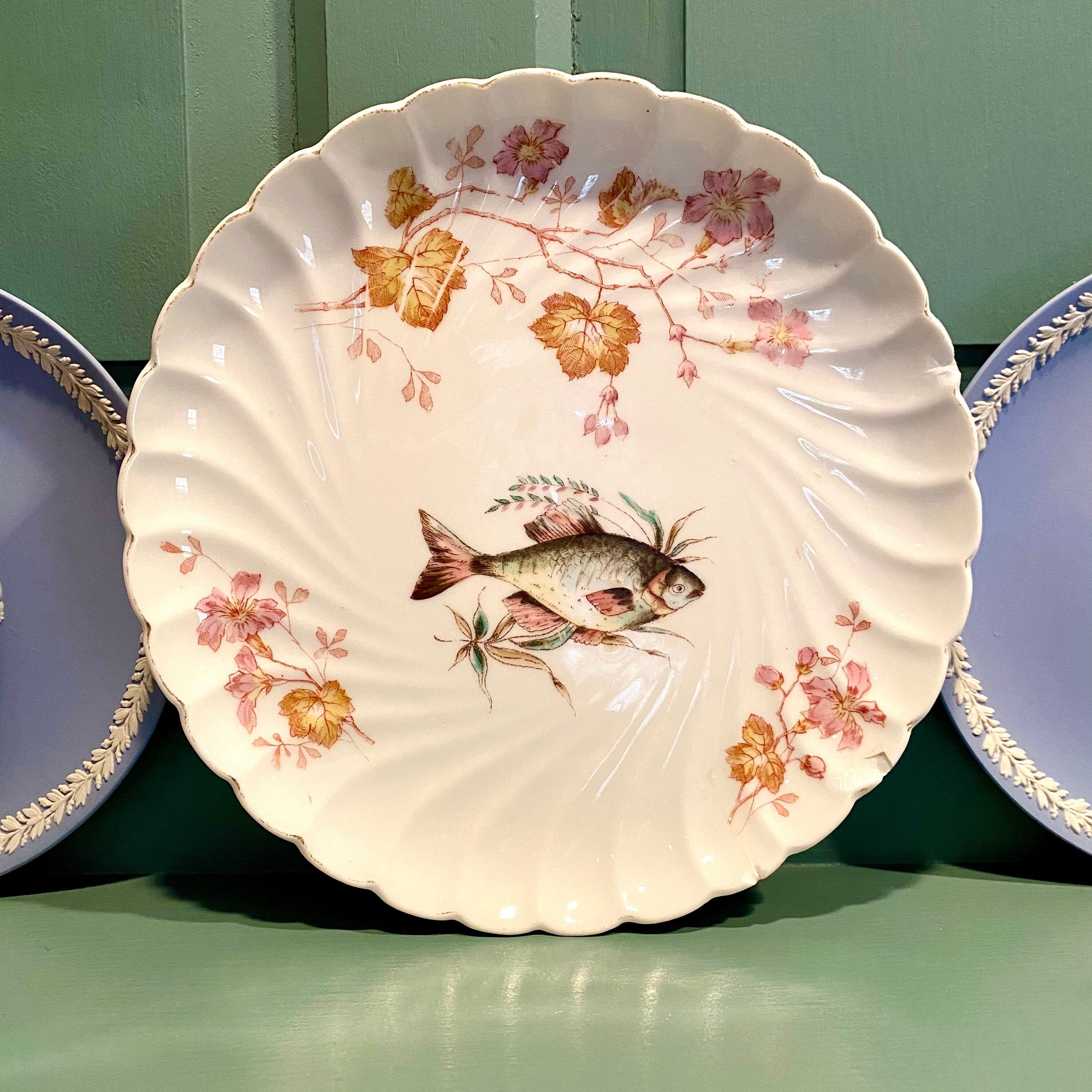 Antique Fish Plate Multicolored Porcelain Plate Antique | Etsy