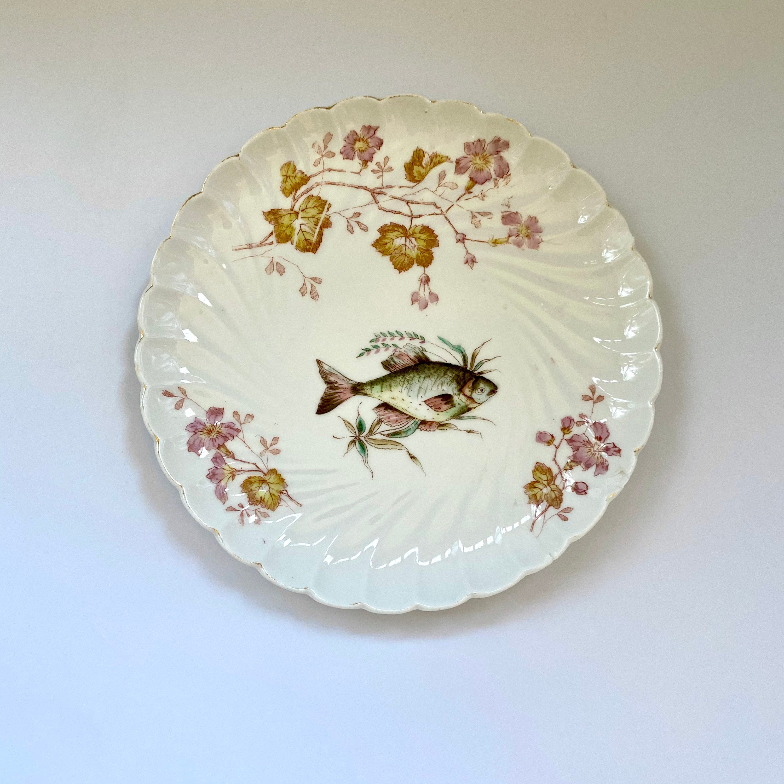 Antique Fish Plate Multicolored Porcelain Plate Antique | Etsy