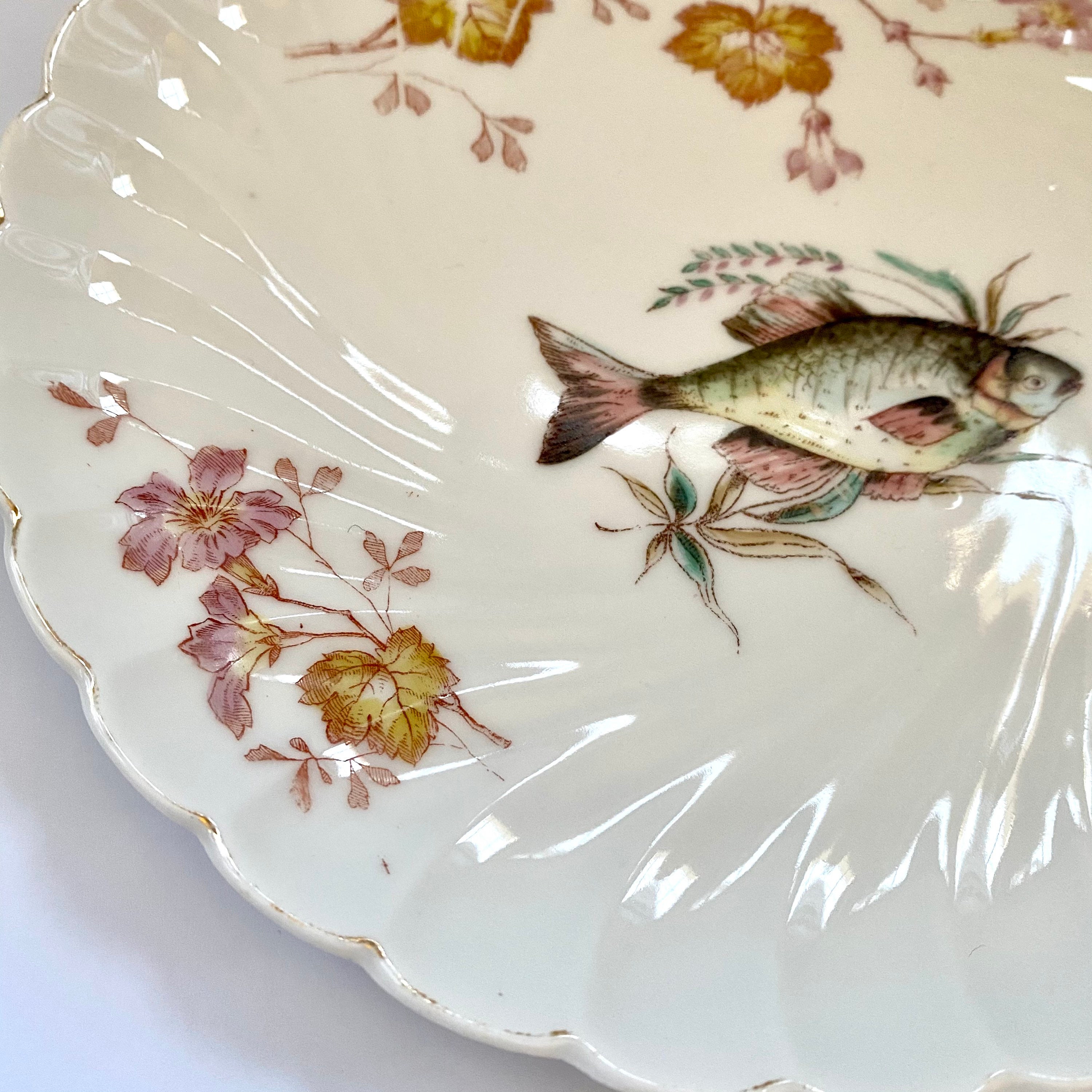 Antique Fish Plate Multicolored Porcelain Plate Antique | Etsy