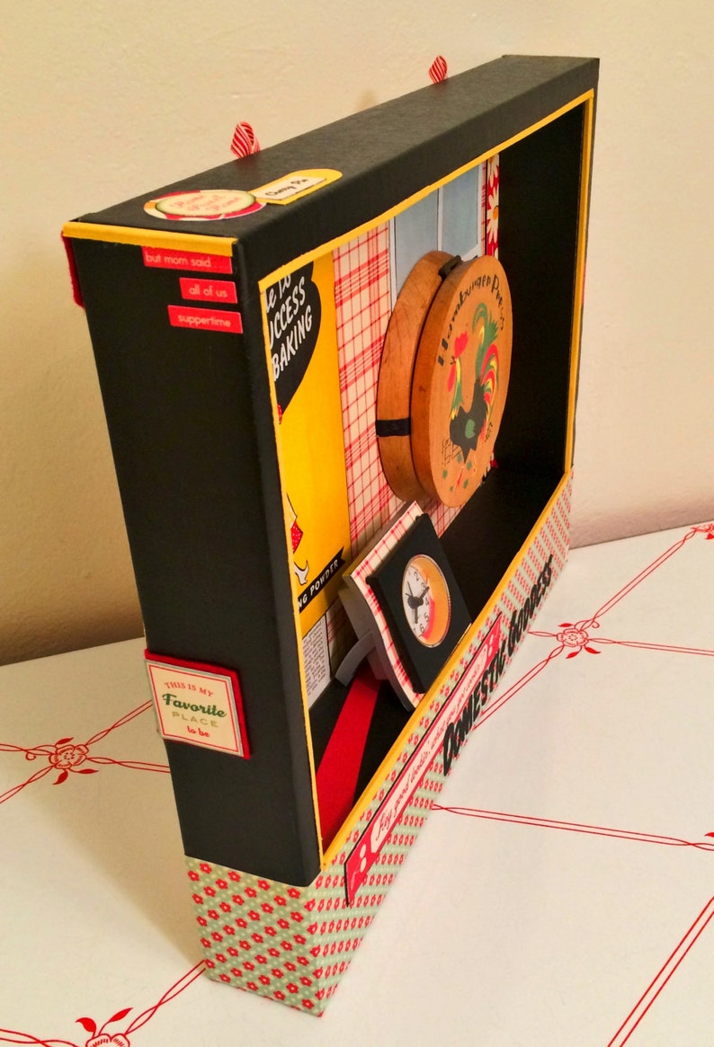 Domestic Goddess #3 Vintage Look Kitchen Art Shadow Box in Yellow, Red ...