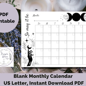 Monthly Witch Planner | Blank Monthly Printable Calendar | Witches ...