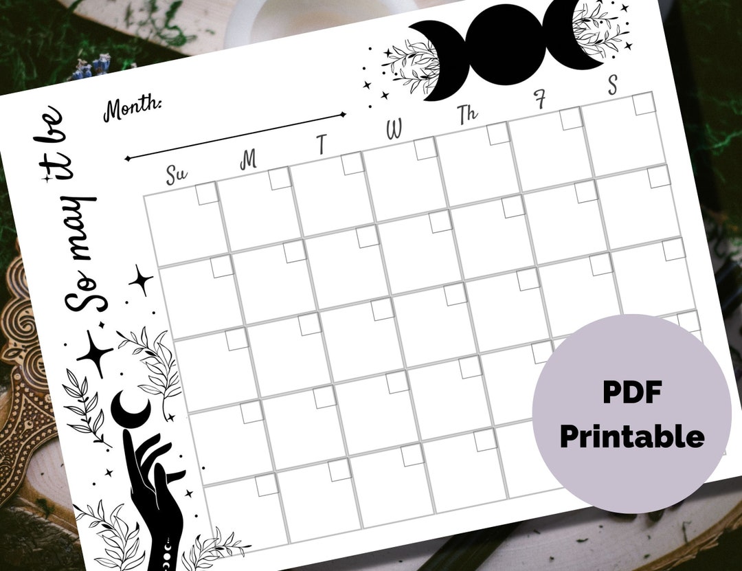 Monthly Witch Planner | Blank Monthly Printable Calendar | Witches ...