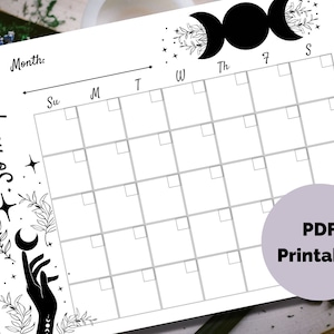Monthly Witch Planner | Blank Monthly Printable Calendar | Witches ...