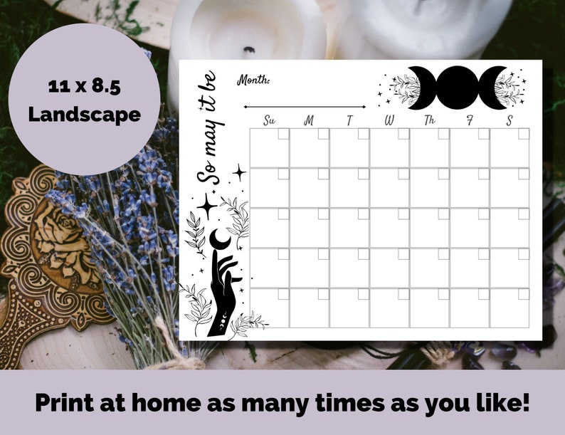 Monthly Witch Planner | Blank Monthly Printable Calendar | Witches ...