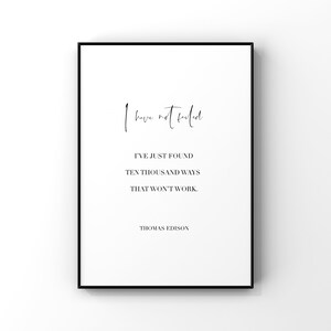 Thomas Edison Quote, Thomas Edison Quote Print, Inspirational Wall Art ...