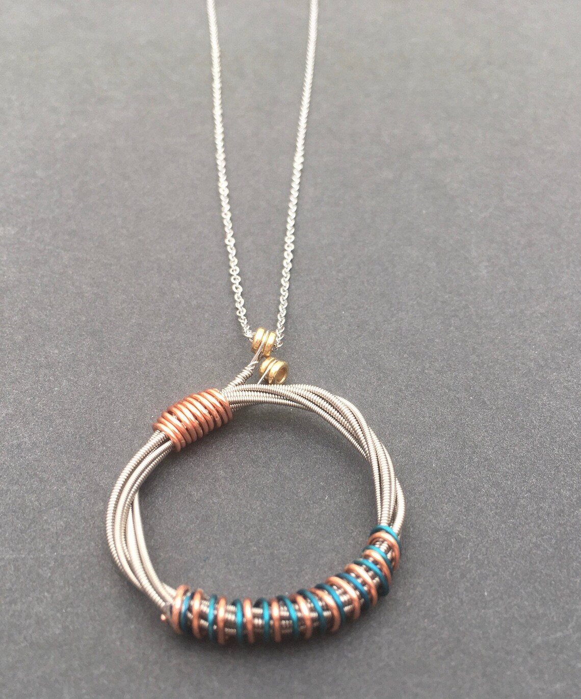 Recycled Silver Guitar String Pendant/Necklace Styled with Sea | Etsy