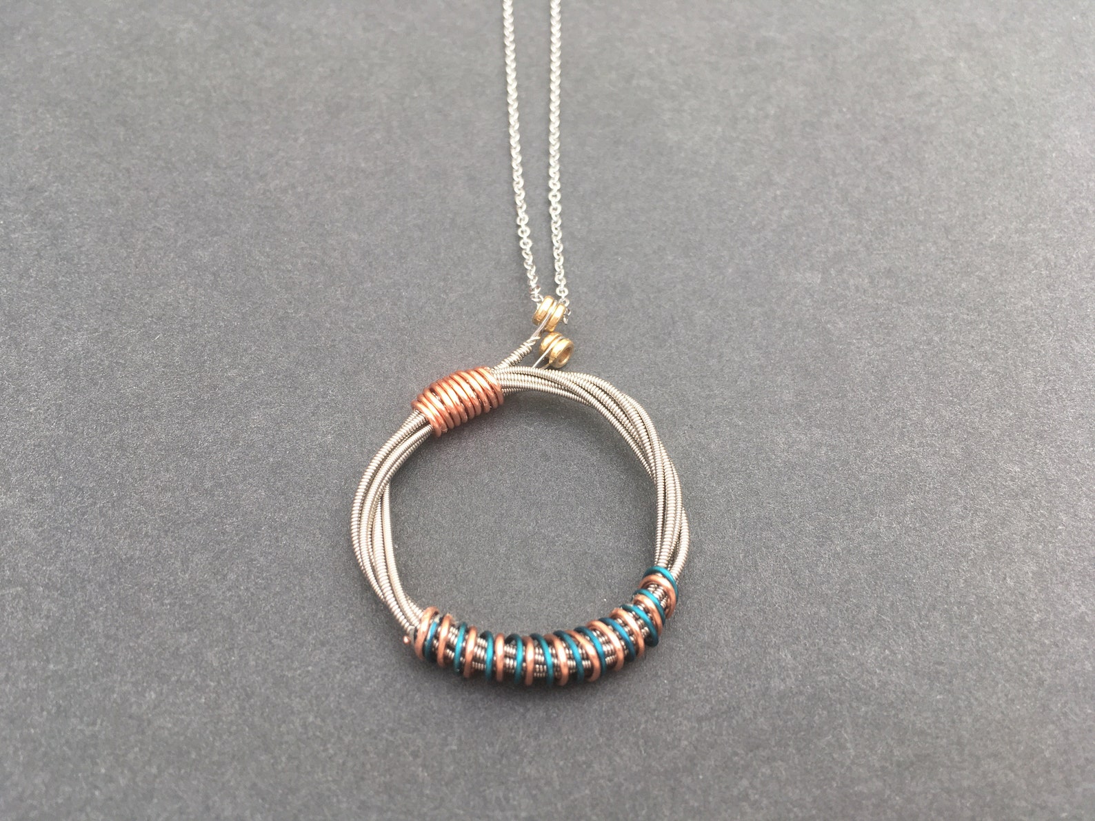 Recycled Silver Guitar String Pendant/Necklace Styled with Sea | Etsy