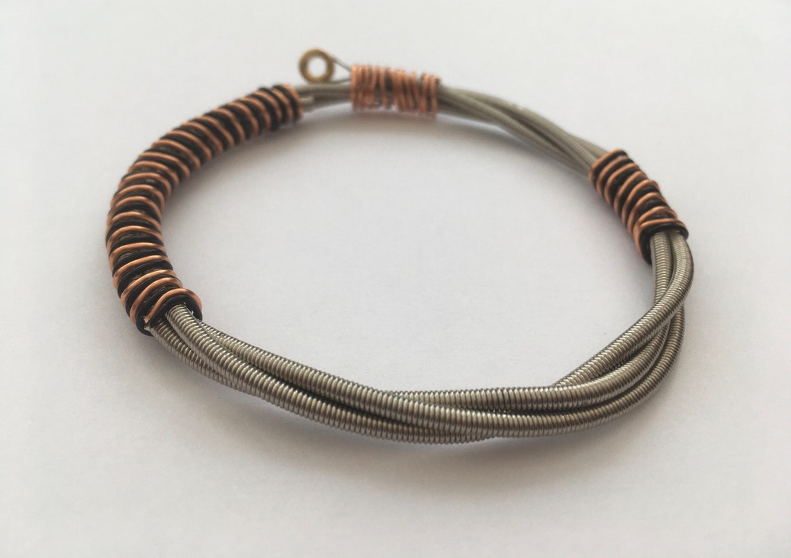 Recycled Bass Guitar String Bracelet Styled With Black and - Etsy