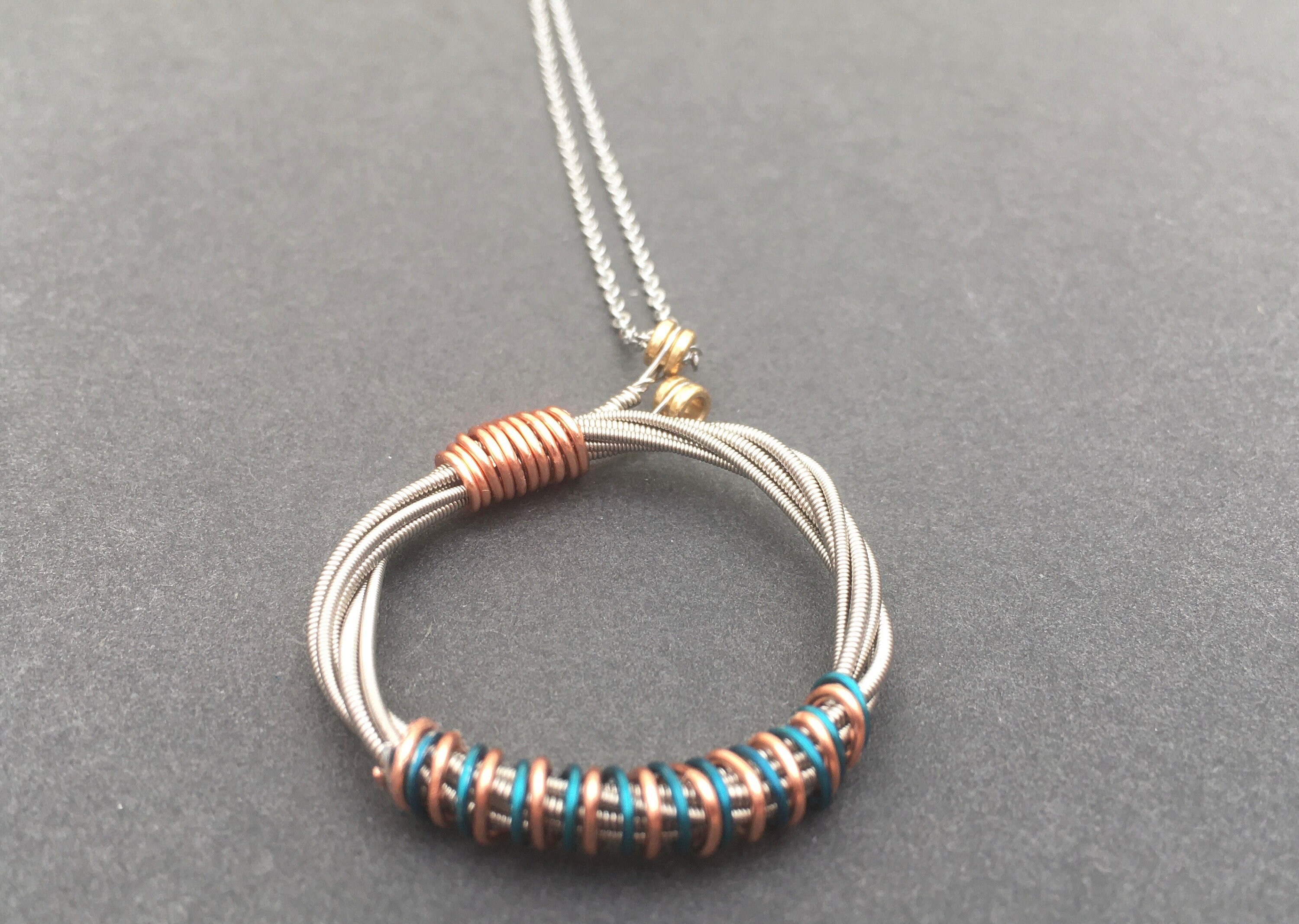 Recycled Silver Guitar String Pendant/Necklace Styled with Sea | Etsy