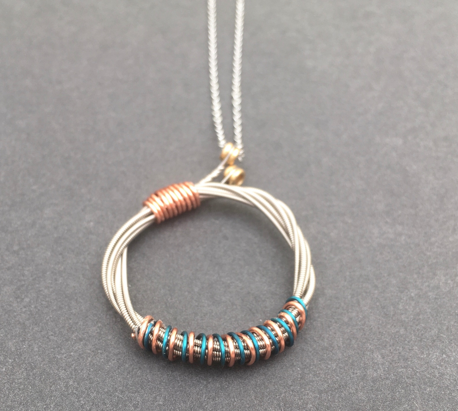 Recycled Silver Guitar String Pendant/Necklace Styled with Sea | Etsy