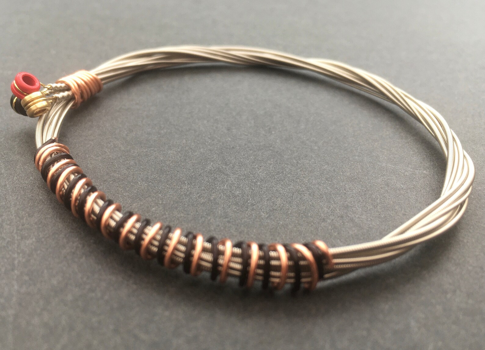 Recycled Guitar String Bracelet Styled With Black and Bronze - Etsy