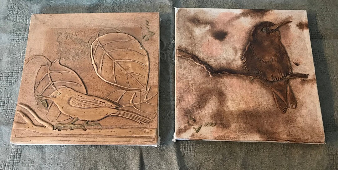 Pair of Bird Paintings by Artist Ivan Hodgson, Mixed Media, Signed ...