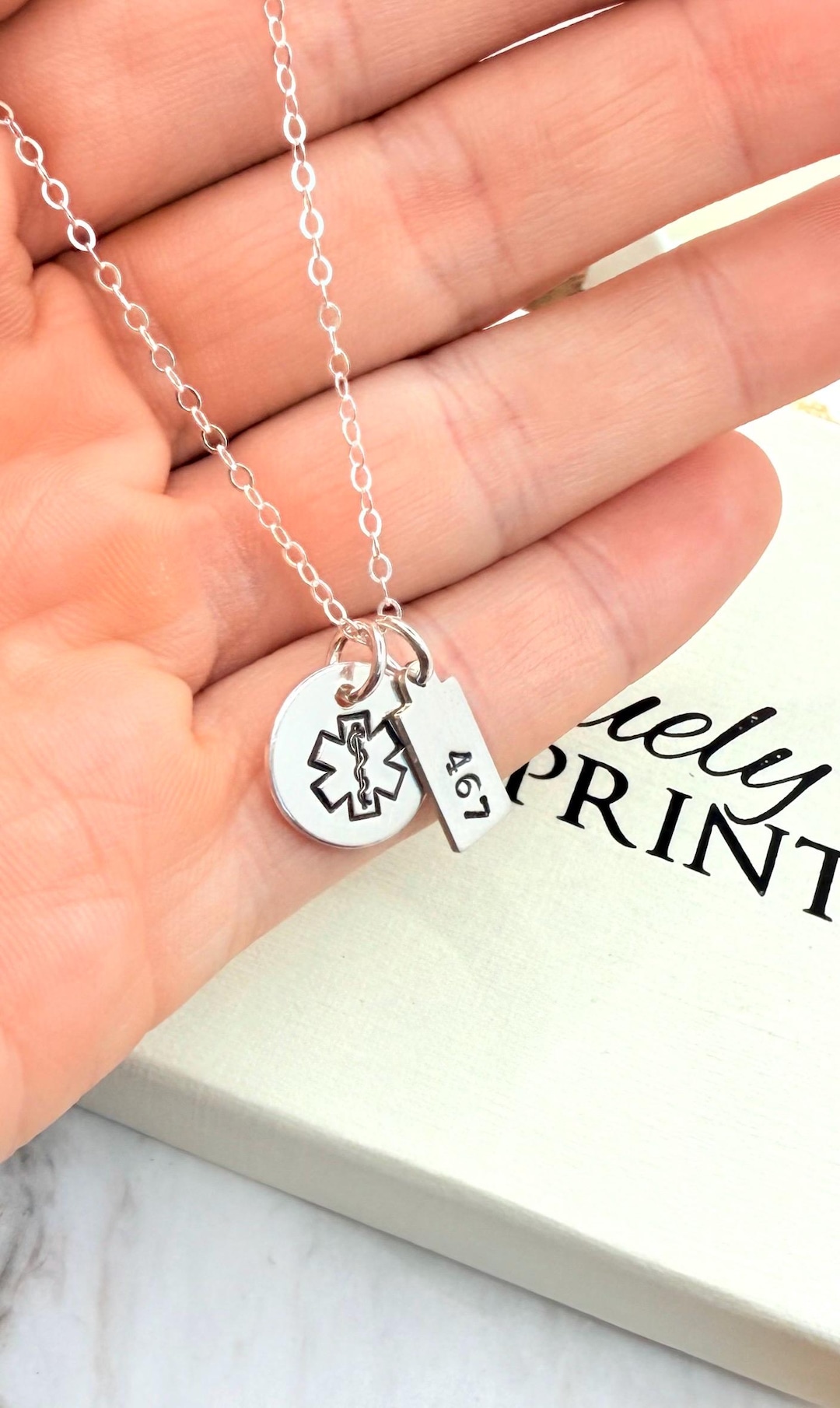Custom EMT Gift: Sterling Silver Star of Life Badge Number Necklace - Etsy