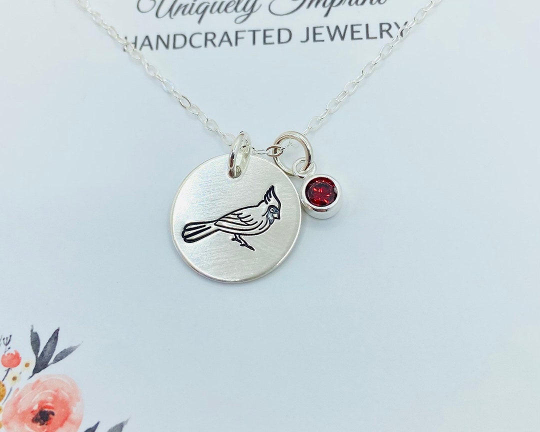 Sterling Silver Cardinal Necklace, Cardinal Jewelry, Red Bird Necklace ...