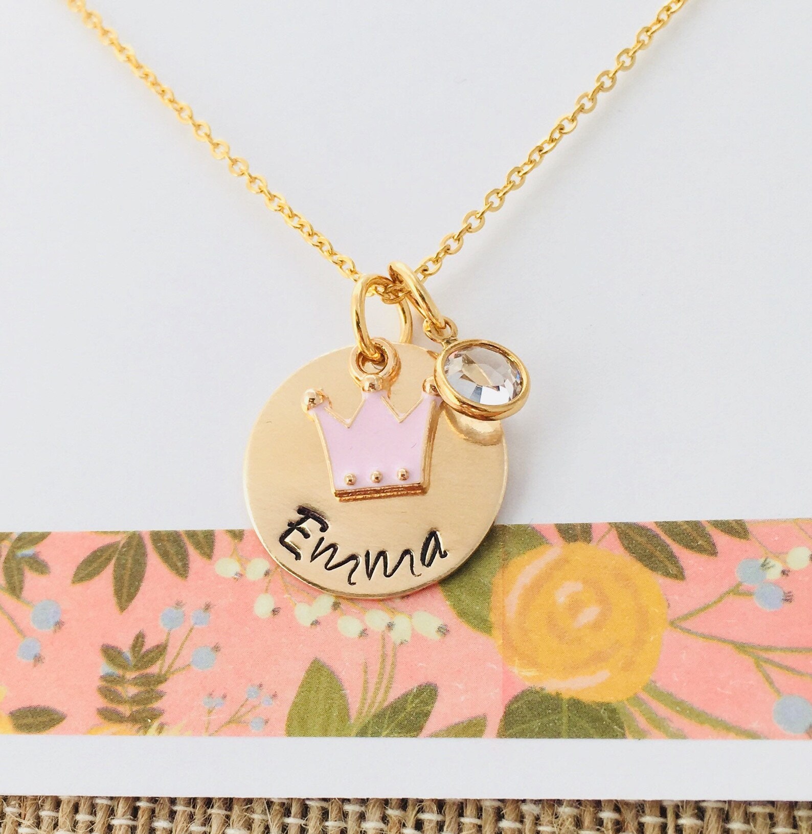 Little Girls Name Necklace Princess Necklace Crown Necklace - Etsy