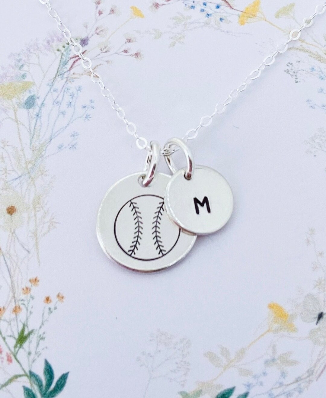 Sterling Silver Softball Necklace: Personalized Number Charm - Etsy