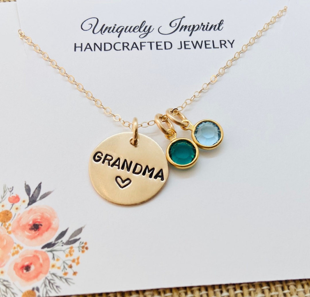 Personalized Gold Grandma Birthstone Necklace - Etsy