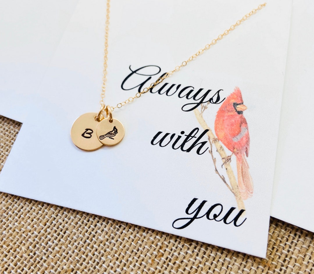 Gold Cardinal Necklace: Personalized Initial, Memorial Bird Jewelry - Etsy