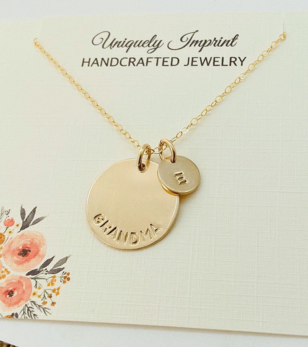 Personalized Gold Grandma Necklace: Initial Charm, 14k Gold Filled - Etsy