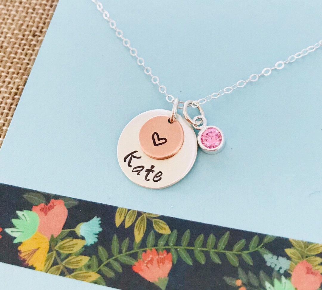 Sterling Silver Name Necklace, Personalized Name Necklace, Birthstone ...