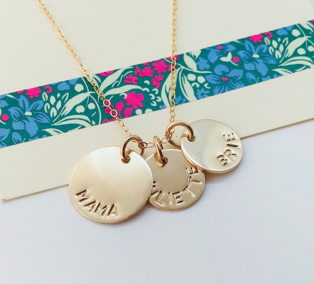 Gold Kids Names Necklace, 14k Gold Filled Kids Names Necklace, Grandma ...